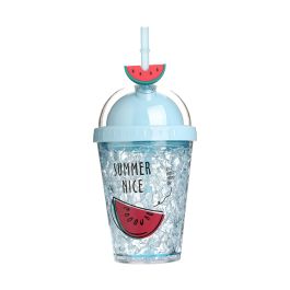 Стакан с двойными стенками для льда с крышкой (Арбуз)-380 ml