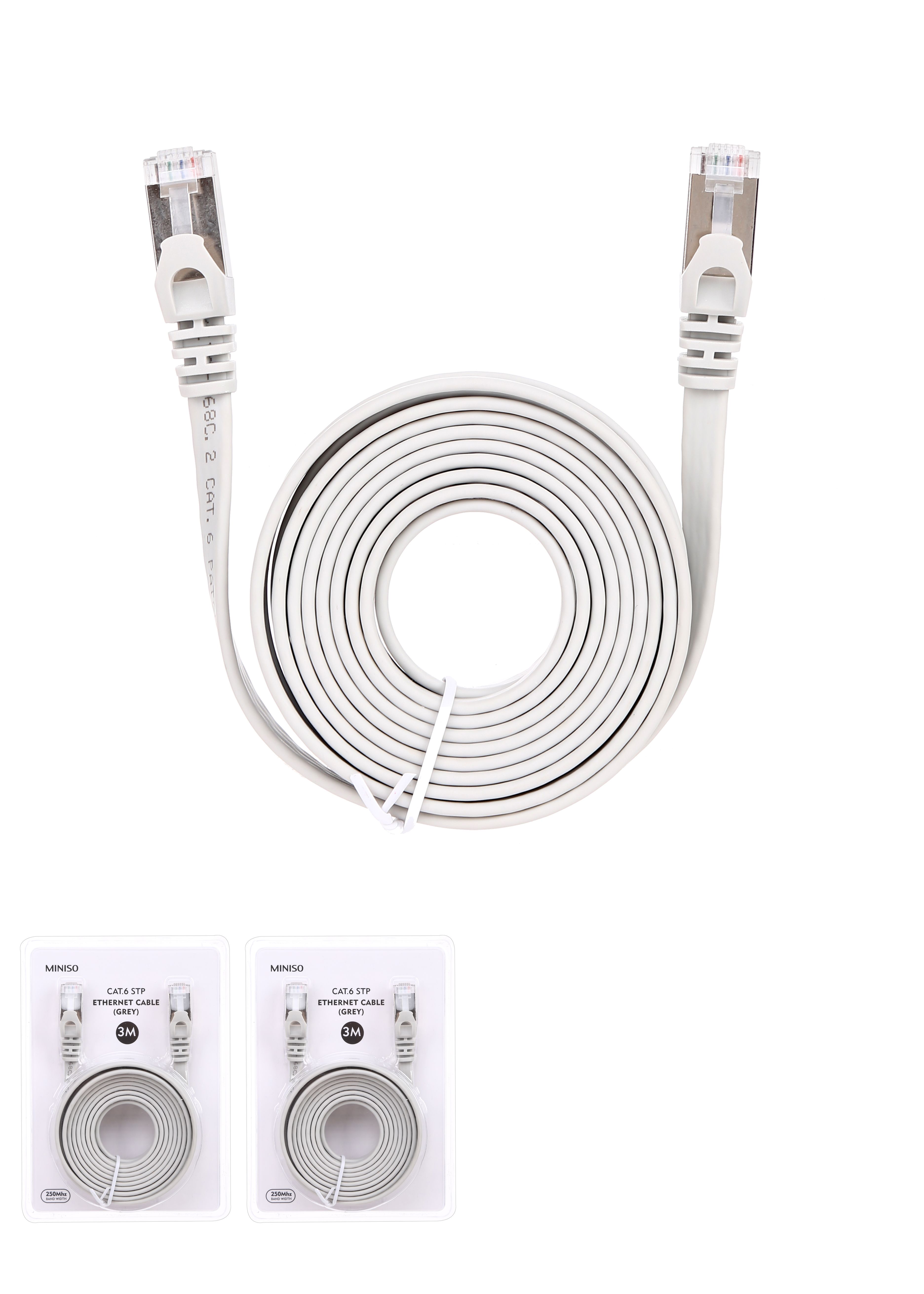 Кабель CAT.6 STP Ethernet 3м, цвет серый